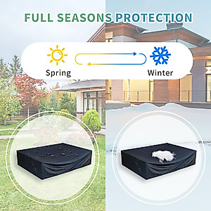 NICESOUL® Patio Furniture Cover, Premium Black and Silver Outdoor Sofa Cover, Heavy Duty 210D Waterproof Material, Rectangular Universal Fit for Patio Conversastion Sofa Set (120" x 88.6"x 29.5")