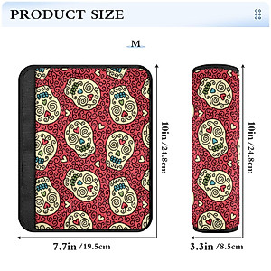 Halloween Sugar Skull Heart Seat Belt Covers 2 Pack Car Seat Strap Covers Super Soft Seat Belt Cushion for Girls Boys Adults Baby