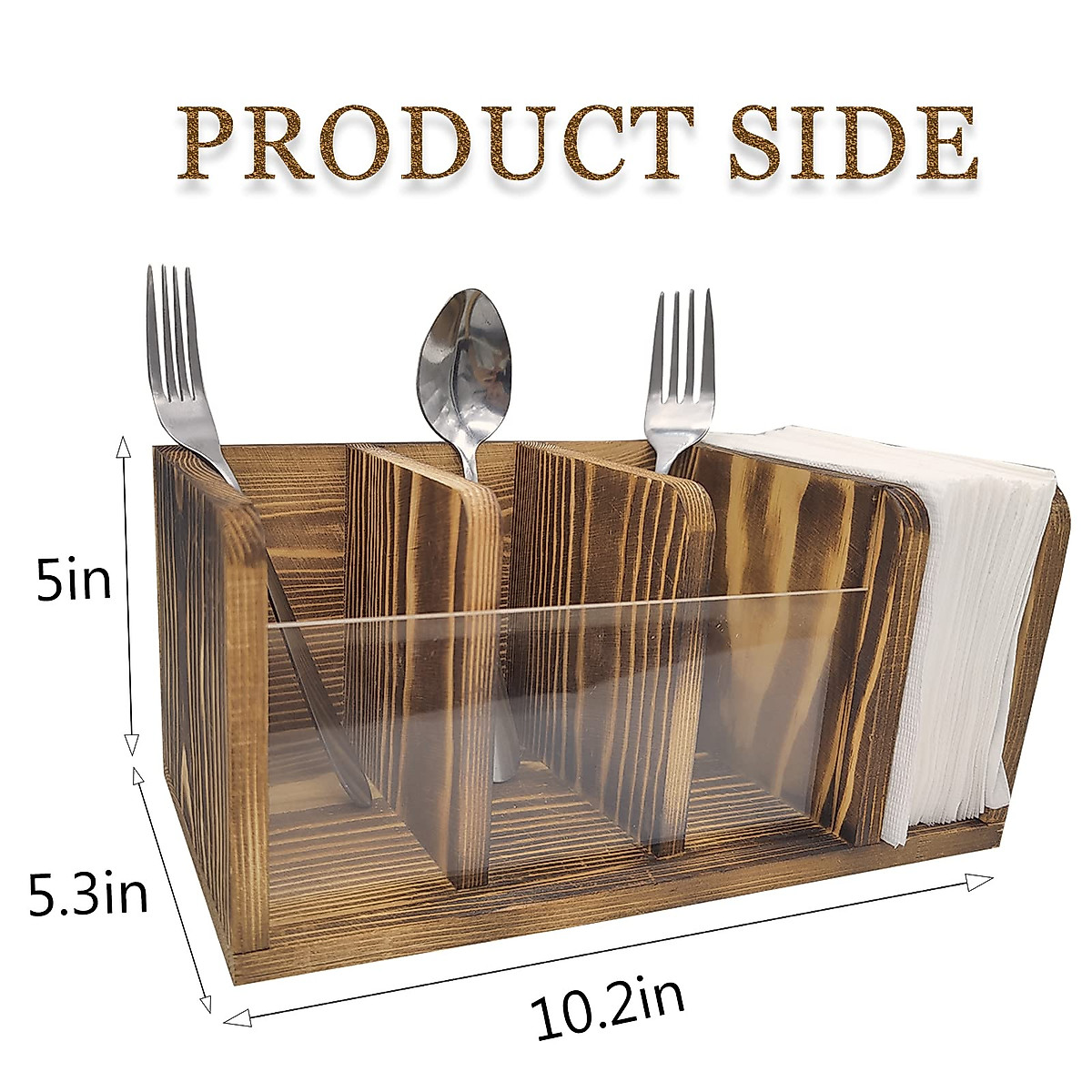 Oboase Wooden Utensil Holder, Utensil Caddy with Napkin Holder, Large Utensil Holder, Silverware Caddy, Kitchen Utensil Holder Organizer for Countertop,Outdoor, Party and Cooking Tools Storage