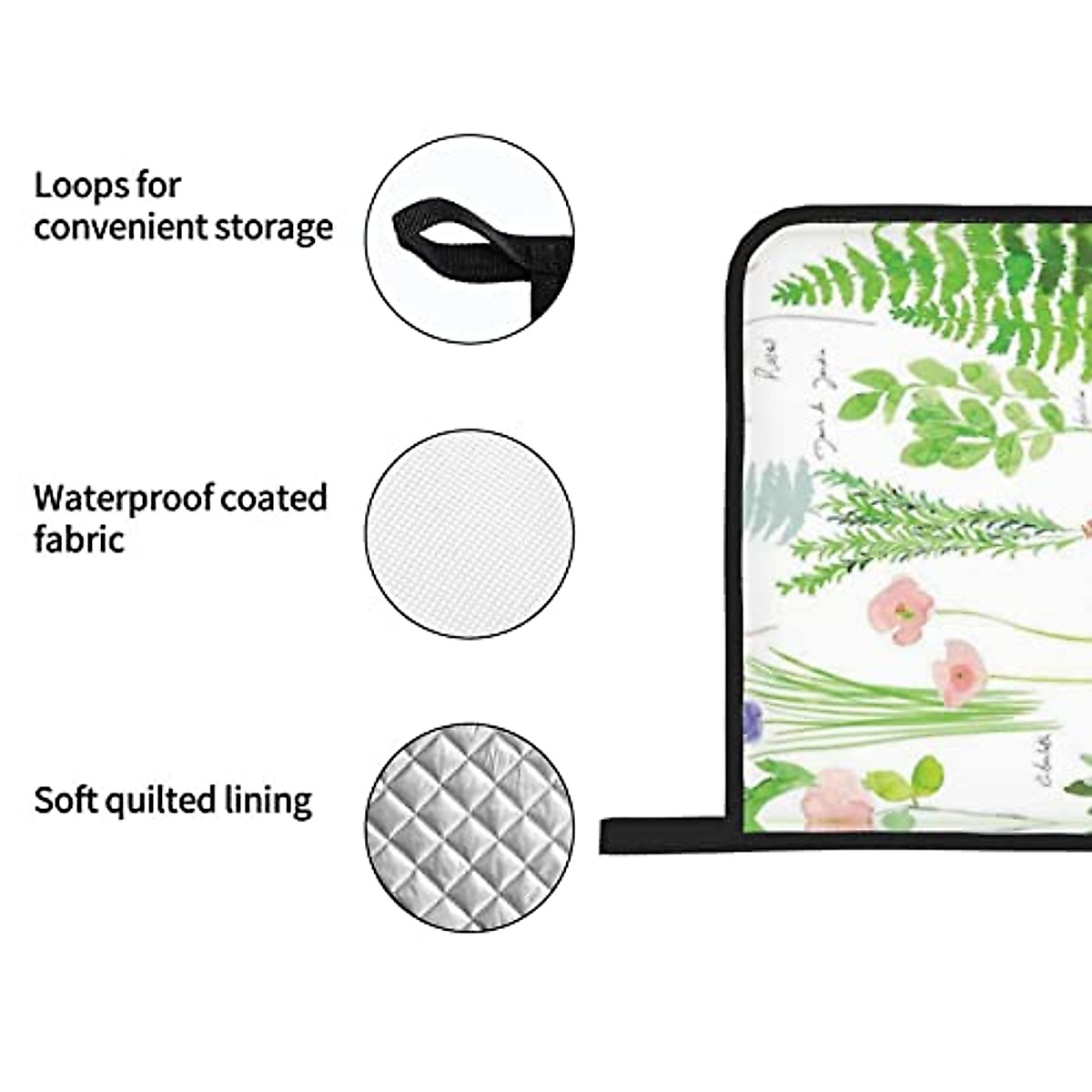 Springtime Herb Garden Heat-Resistant Oven Mitts and Pot Holders 4-Piece Set, Suitable for Kitchen Cooking, Outdoor Grilling