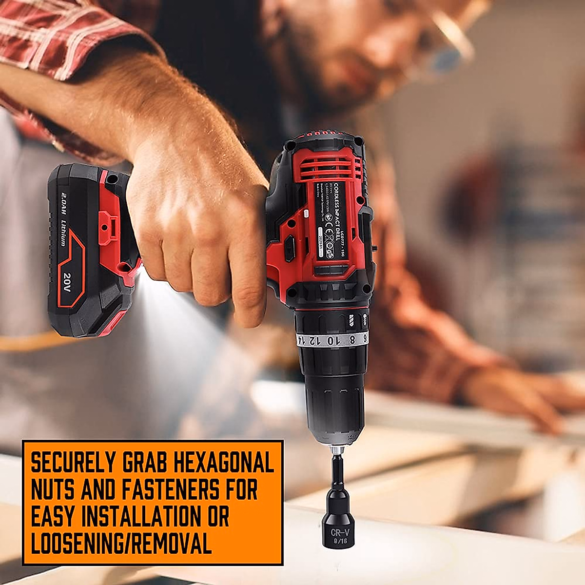 HORUSDY Magnetic Nut Driver Set | 15-Piece | Impact Nut Driver Set | SAE (1/4" to 9/16") and Metric (6-14mm) | Chrome Vanadium Steel | 1/4" Hex Shank