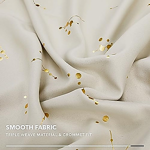 Deconovo Blackout Curtains for Living Room, Curtains 84 Inches Long, Set of 2 - Constellation Pattern Foil Printed Curtains, Light Blocking Curtain (Beige, 42 x 84 Inch, 2 Panels)