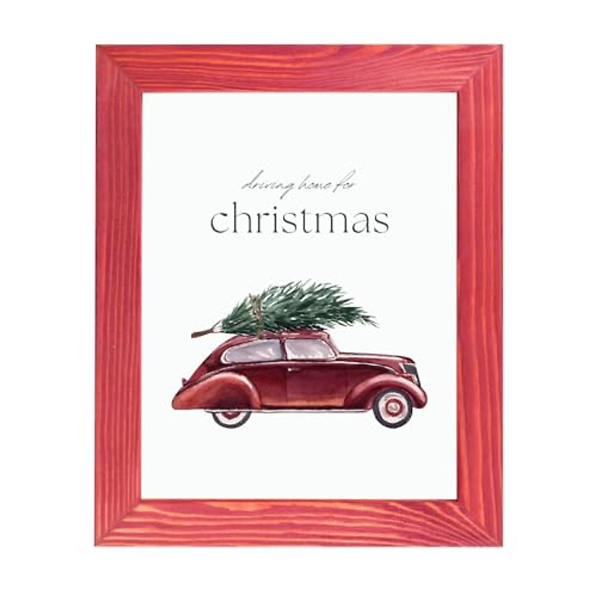 Rustic Wooden Picture Frame 11x14 Inch- 100% Natural Solid Eco Distressed Wood for Wall Mounting Photo Frame - Red