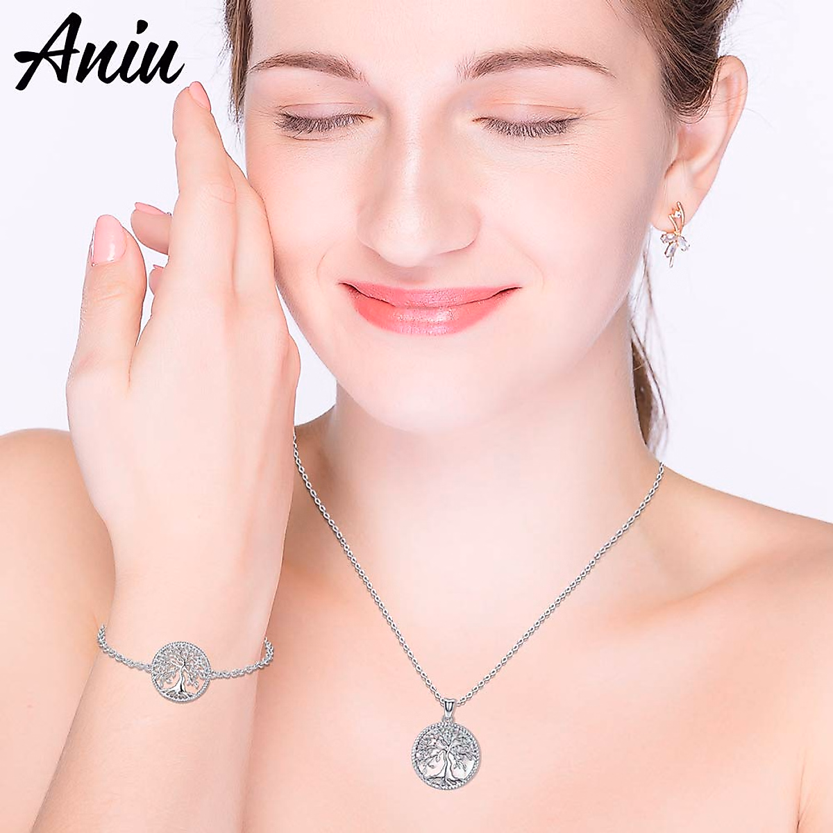 Aniu Tree of Life Necklace for Women Family Tree of Life Pedant Abalone Shell Tree Jewelry Birthday Anniversary Christmas Gifts Palm Tree Necklace for Mom Daughter Wife