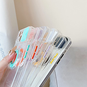 Caseative Candy Color Ring Holder Slide Lens Camera Cover Protection Clear Soft Compatible with iPhone Case (Orange,iPhone 13)