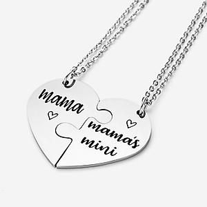 JOFUKIN Mother Daughter Necklace 2 Pieces Set Mom Gifts from Daughter Matching Heart Necklaces for Women Gifts for Mom