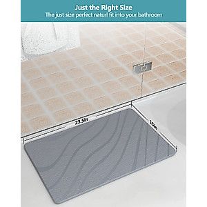LOFTER Stone Bath Mat, Diatomite Stone Bath Mat Nonslip Super Absorbent Quick Drying Stone Mat for Kitchen Counter, Natural Non-Slip Bathroom Mats Stone Shower Mat Easy to Clean (23.5 x 15 inch)