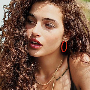 ORAZIO Colorful Big Hoop Earring 80s 90s Retro Earring For Women Acrylic Open Large Hoop Earrings C Shape Trendy Chunky Earrings Lightweight Statement Ear Jewelry 60 70 80mm