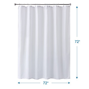 Amazer White Shower Curtain Liner Washable, 72 x 72 Inches, Fabric Shower Liner with 2 Bottom Stones, Waterproof 2-in-1 Shower Curtain and Liner, 12 Grommet Holes, Hotel Quality, White
