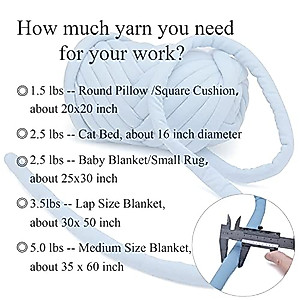 GULAKY Chunky Giant Cotton Tube Yarn Super Soft Thick for Handmade DIY Arm Knitting Blanket Yarn Merino Wool Alternative Home Decor,Blue,1lb