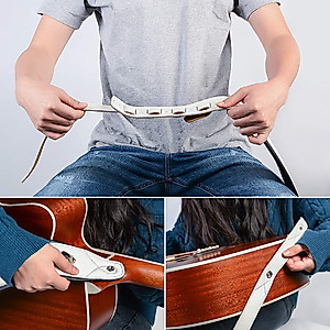 BestSounds Genuine Leather Guitar Strap for Electric & Acoustic Bass Guitar, White Padded Guitar Strap