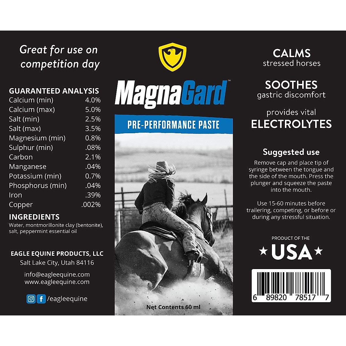 MagnaGard Pre-Performance Calming Paste for Horses - All Natural Gastric Support by Eagle Equine (6 Pack)