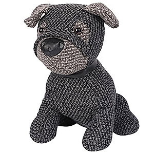 CERAYOU Cute Animals Decorative Door Stoppers, Soft Durable Fabric Weighted Interior Wall Protector for Home & Office, Anti Collision Heavy Duty Compact Floor Decor Book Stopper, Black Dog