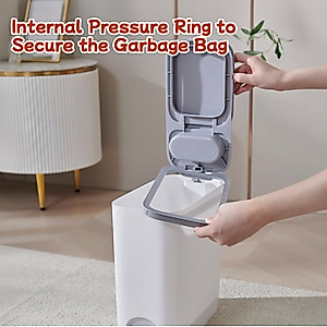 WanWanKa Trash Can with Lid, 2.6 Gallon Commercial Trash Can, Plastic Waste Bin with Press top Lid, Pedal Trash can,White Garbage Can Suitable for Kitchen, Bathroom, Bedroom, Living Room, Office(ASEN)