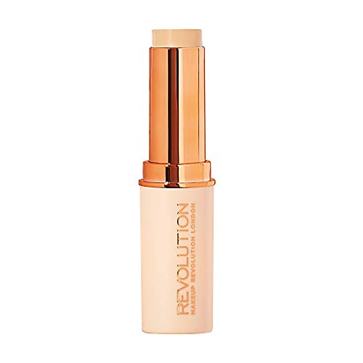 Makeup Revolution Fast Base Stick Foundation, Contour & Highlight, Flawless Skin & Matte Finish, F2 for Fair Skin Tones with Yellow Undertone, Vegan & Cruelty-Free, 0.21 Oz
