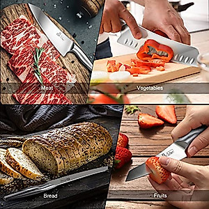 DDF iohEF Knife Set with Knife Strip, 8 Piece Professional Kitchen Knife Set, German High Carbon Stainless Steel Chef Knives Set with Magnetic Knife Holder for Wall