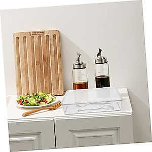 ADOCARN Transparent Cutlery Box Utensil Supplies Kitchen Drawer Tray Plastic Transparent Utensil Case Dinnerware Holder with Cover Tea Container Storage Rack The Pet Desktop