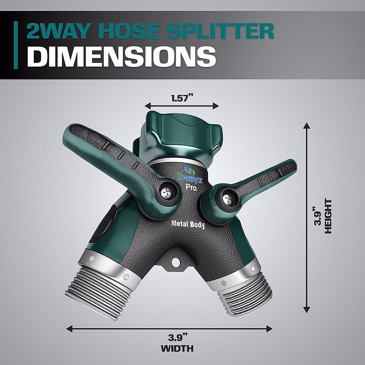 Hose Splitter, 2 Way Heavy Duty, Garden Faucet, Faucet Splitter, Hose y Splitter, Garden Hose y Splitter, Hose Bib Splitter, All Metal, with Shut off Valve