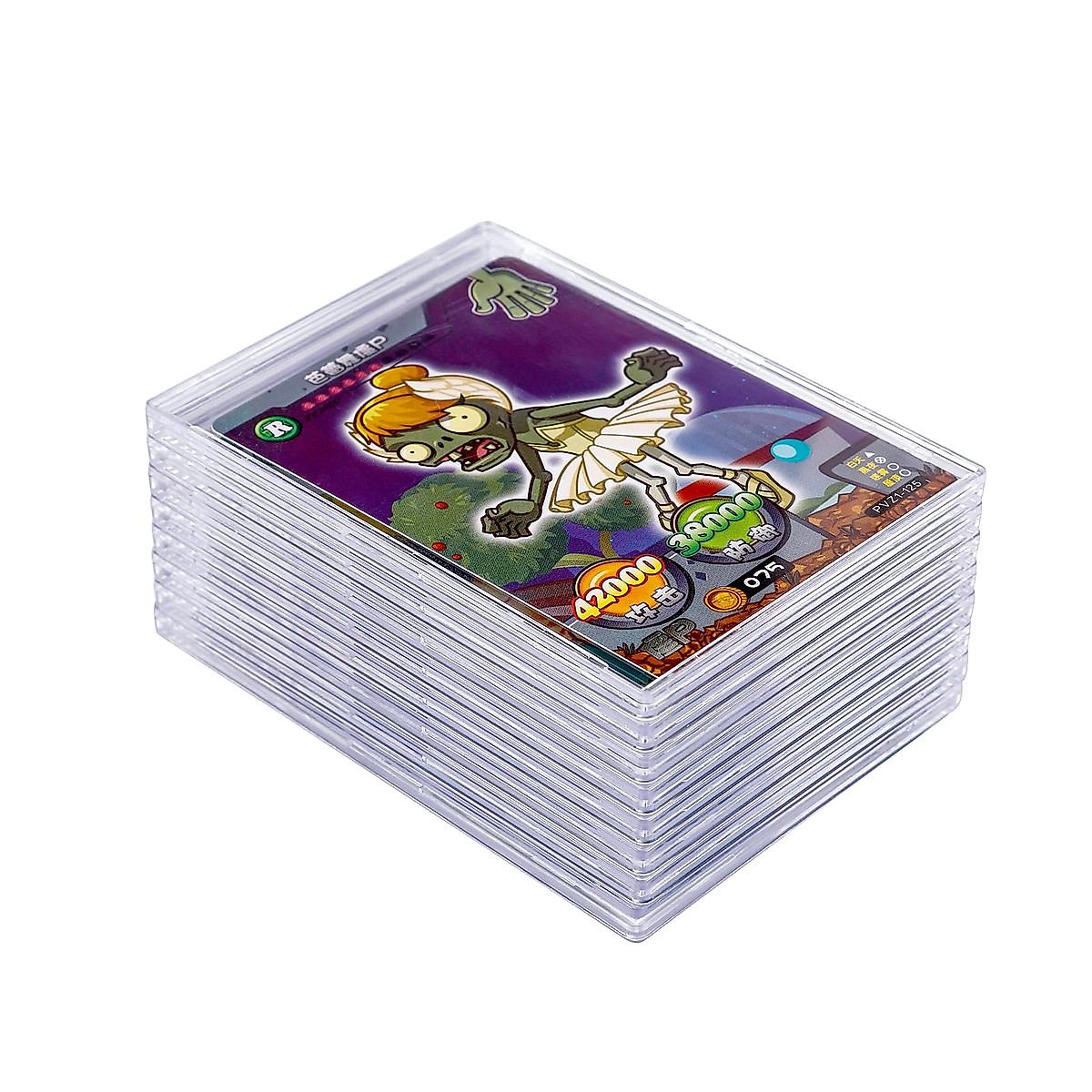 Tpoael Cards Sleeves Top Loaders 10 Hard Acrylic Card Protector Clear Card Brick + 2 Display Stand Fit for Trading Cards,Standard Sports Cards,Baseball Card Holder Cases Collectibles White