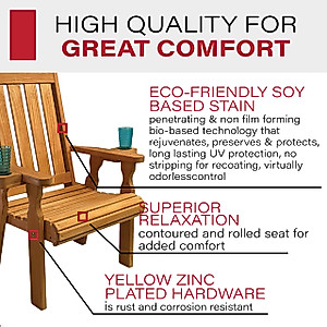 Amish Casual Heavy Duty 600 Lb High Back Mission Treated Patio Chair with Cupholders (Cedar Stain)