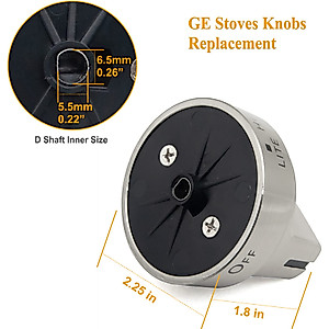 WB03X24818 GE Stove Knobs Replacement(5 Packs), Stainless Steel Colored Plastic Control Knob for General Electric Gas Range Oven, Replaces PS11729081 AP5989029 4363588(5-Year Warranty)