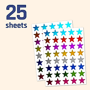 8 Colors, 1000 Pack, Foil Star Metallic Stickers, 0.6" Diameter