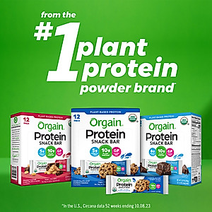 Orgain Organic Vegan Protein Bars, Peanut Butter - 10g Plant Based Protein, Low Calorie Healthy Snacks, No Lactose or Soy Ingredients, Gluten Free, Non-GMO - 1.41 Oz (Pack of 12)