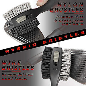 Champkey PRO Retractable Golf Club Brush | Oversized Brush Head with Soft Rubber Hand Grip & Retractable Groove Cleaner Golf Brush