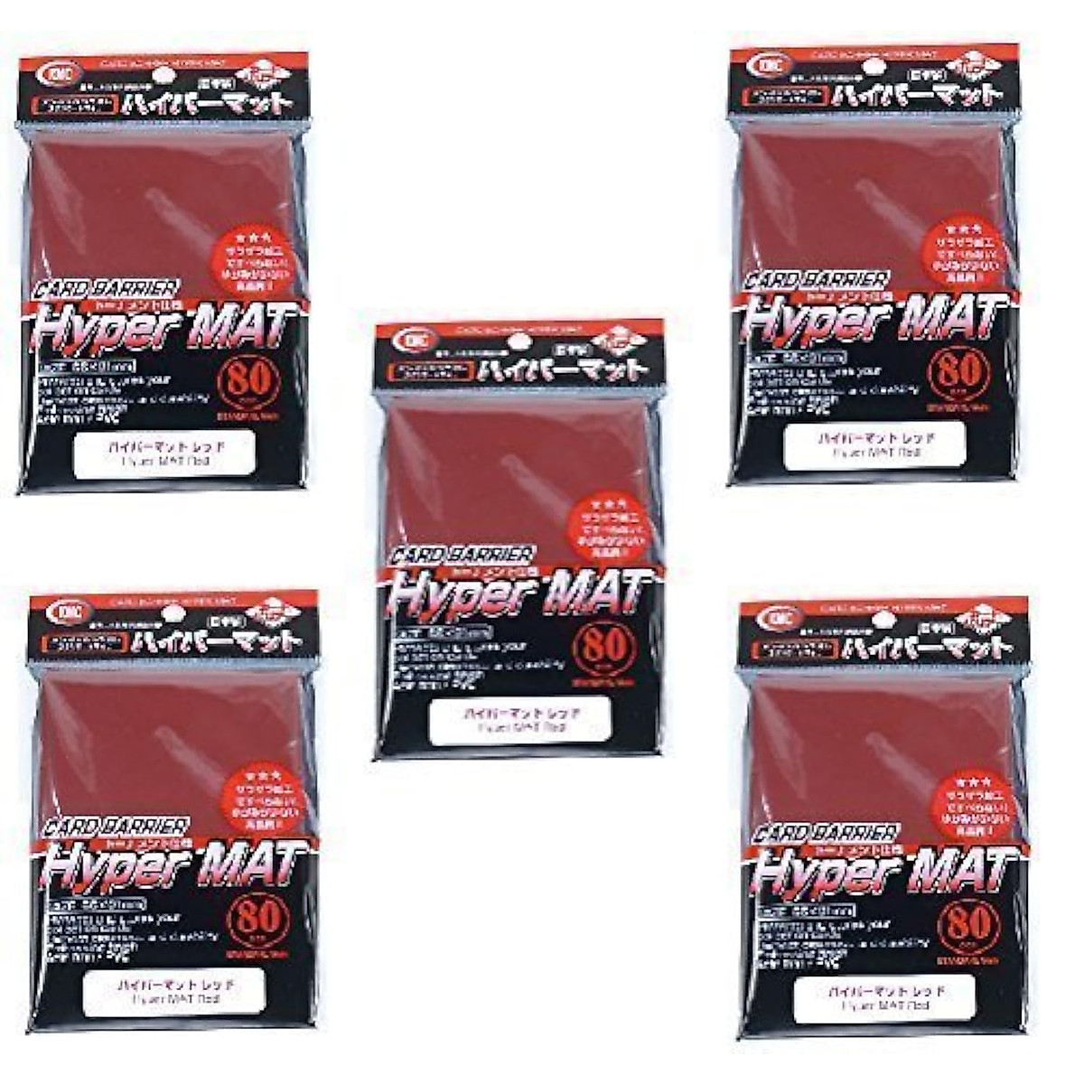 KMC Hyper Matte Sleeves Red ×5 Sets (5 Packs/total 400 Sheets) (Japan Import) Made in Japan (1 Pack)