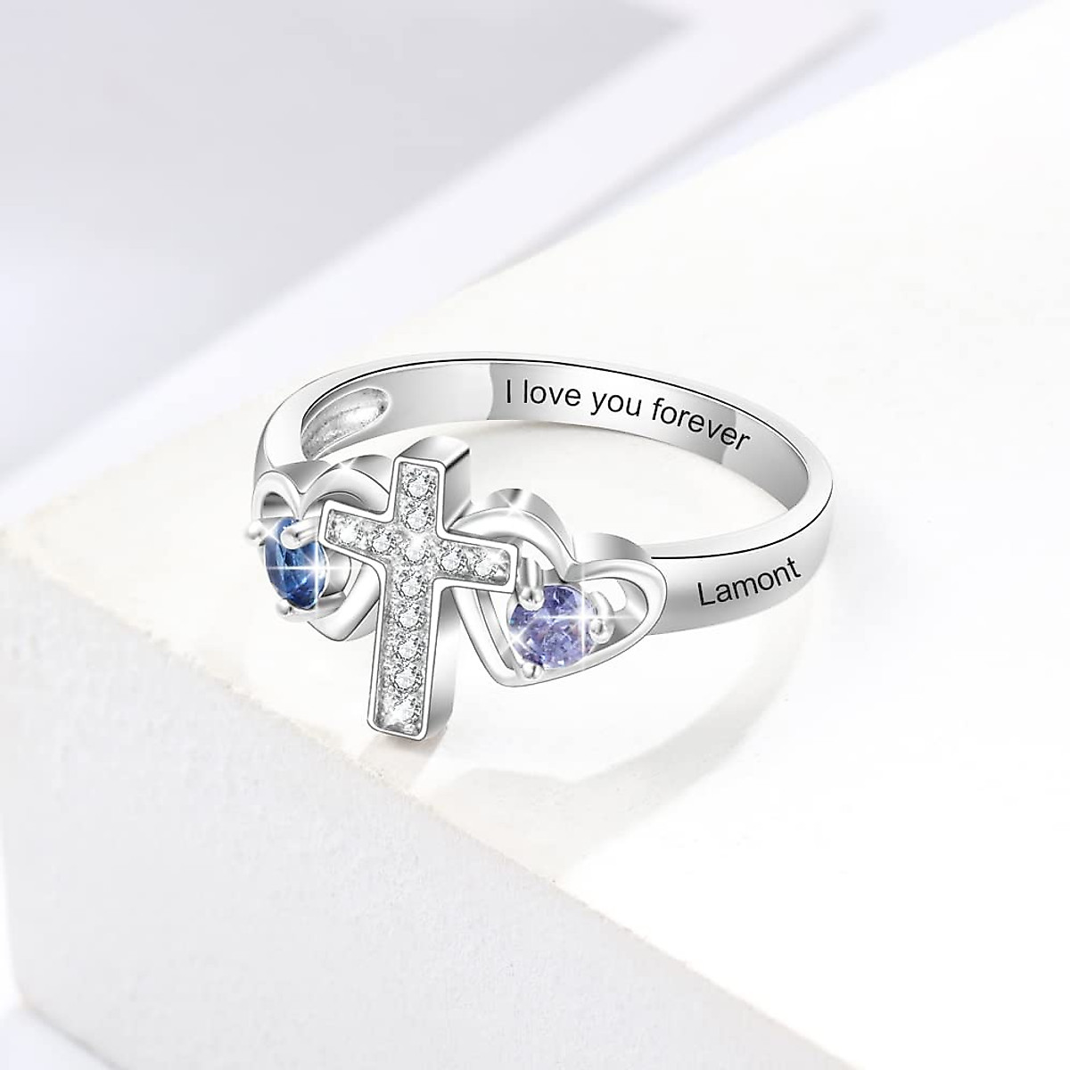 Lam Hub Fong Personalized Mothers Day Gifts Birthstone Rings for Women Mother Daughter Promise Rings for Her Custom Engagement Name Rings for Her Girlfriend Wife (2 Birthstones-4, 5)