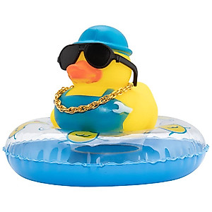 wonuu Car Rubber Duck Car Duck Decoration Dashboard Car Ornament for Car Dashboard Decoration Accessories with Mini Swim Ring Necklace and Sunglasses (A_Worker Duck)