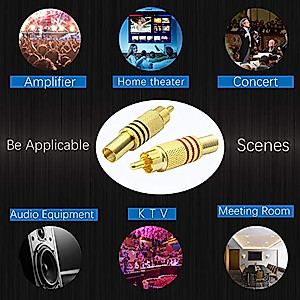 PNGKNYOCN RCA Stereo Connector Plug with Spring Coax Audio Solderless Gold Plated Adapter for Repair Speaker Cables（4-Pack）