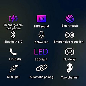 TBIIEXFL Headphones Touch Control with Charging Case Waterproof Stereo Earphones in-Ear Built-in Mic Headset Premium Deep Bass for Sport