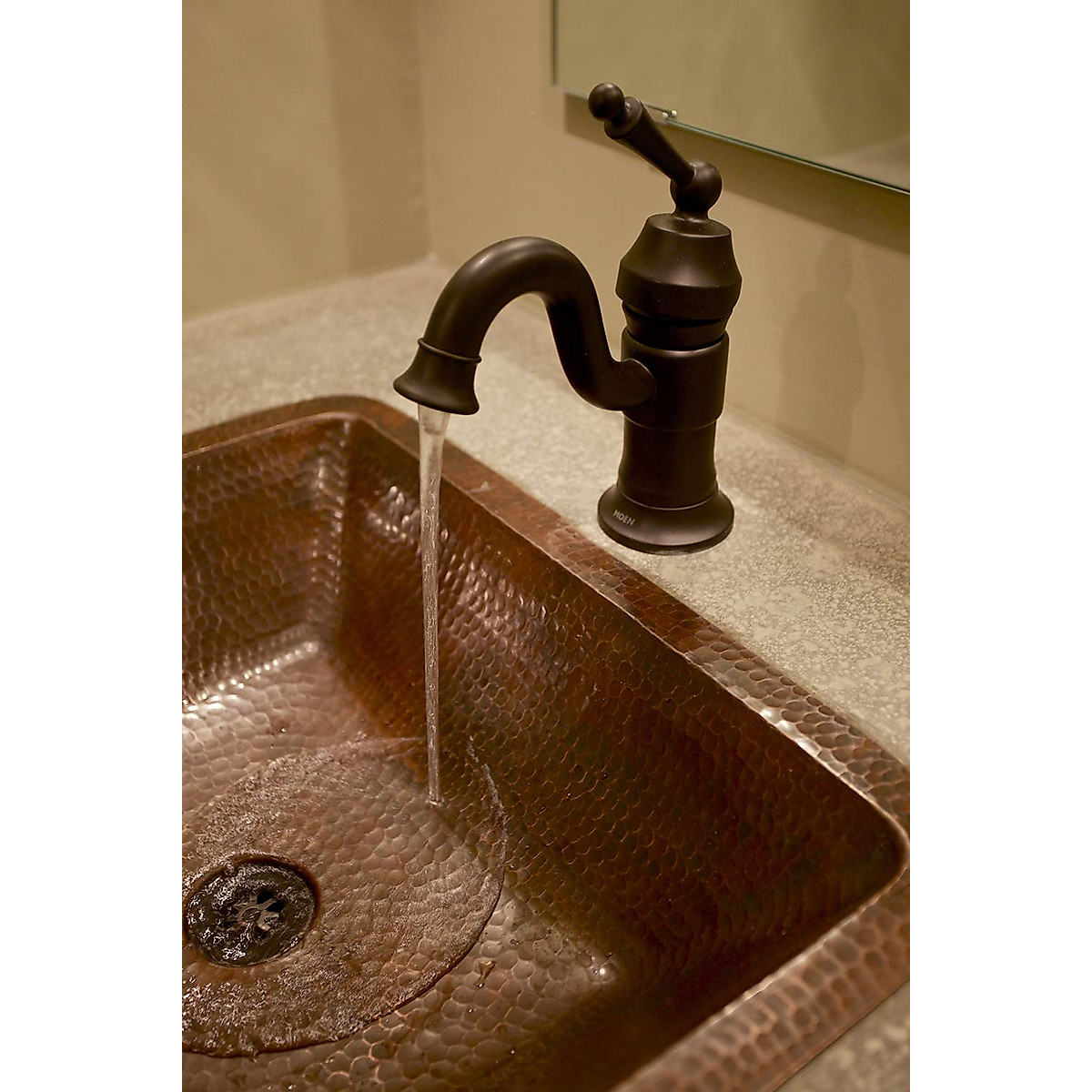 Premier Copper Products LREC19DB 19-Inch Hammered Copper Bathroom Sink, Oil Rubbed Bronze