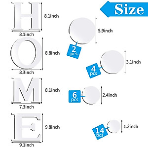 30 Pcs Living Room Wall Decor Home Mirror Wall Stickers Letter Signs DIY Acrylic Mirror Decals 3D Wall Decorations for Home Bedroom Living Room Decor Removable (Silver)