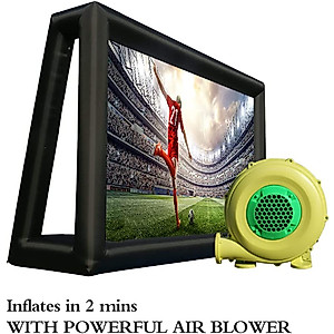 25FT Inflatable Projector Movie Screen, One-Piece Design Front/Rear Projection Mega Theater Screen Outdoor Portable Blow Up Cinema Screen with Air Blower for Family Movie Nights, Backyard Parties