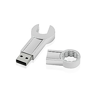 CHUYI Novelty and Cool Metal Wrench Shape Design 64GB USB 2.0 Flash Drive Pendrive Memory Stick Creative Thumb Drive Jump Drive Gift