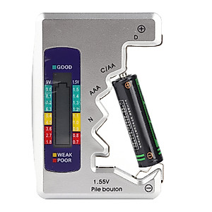 Digital Battery Tester Battery Capacity Detector Checker Measuring Tool 90 x 60mm for Battery Button, AAA, N, C, D, 9V, 1.5V Battery