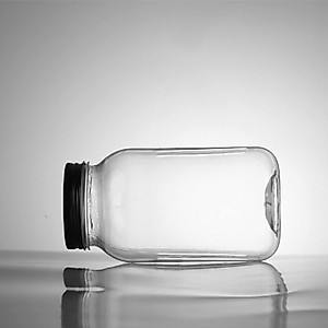 novelinks 32 OZ Clear Plastic Mason Jars with Lids - Dishwasher Safe Plastic Mason Jars 32 OZ Plastic Jars with Lids for Kitchen & Household Storage (6 Pack) (Black)