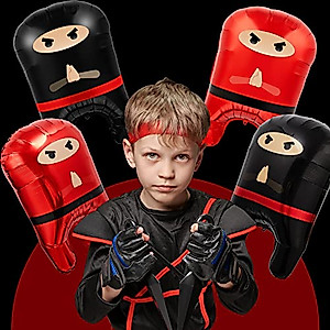6 Pcs Ninja Birthday Party Balloons Ninja Party Decoration Red and Black Warrior Themed Party Supplies for Boys Ninja Balloons Birthday Party Supplies for Decor Party Favors Kids Baby Shower