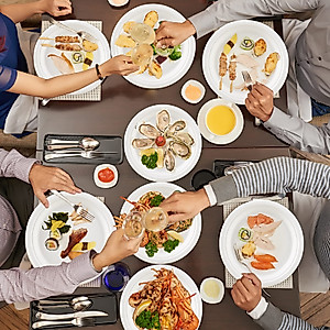 ECOLipak 9 inch 150 Pack Compostable Paper Plates, Heavy Duty Disposable Biodegradable Eco-friendly Sugarcane Bagasse Plates for Party Dinner