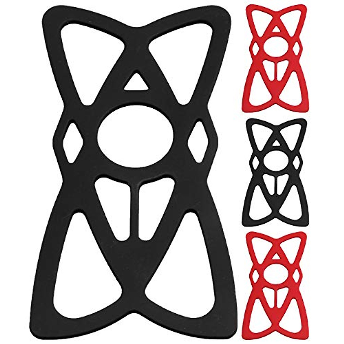 NALAKUVARA Phone Mount X Holder Grip Tether Rubber Strap Silicone Security Bands - Universal Motorcycle Bike Phone Mount Accessories Replacement Parts - Elastic X Web Grip (2 Black & 2 Red) 4 Pack