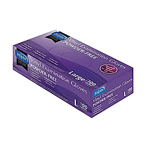 Inspire Exam Grade Powder and Latex Free Stretch Vinyl Gloves, Large, 1000 Count (10 Packs of 100), Yellow (INSSVGPF-L)