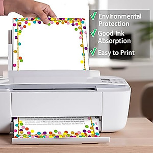 100 Sheets Back to School Confetti Stationery Computer Paper 8.5x10.5 Border Stationary Letterhead Paper for Teacher Printing Writing Letters, School Printer Supplies for Kids Home Family