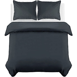 MOONLIGHT20015 Grey Duvet Cover Full - Soft 3 Piece Quilt Cover Brushed Microfiber Bedding Duvet Covers with Button Closure, 1 Full Size Duvet Cover 80x90 inches and 2 Pillow Shams