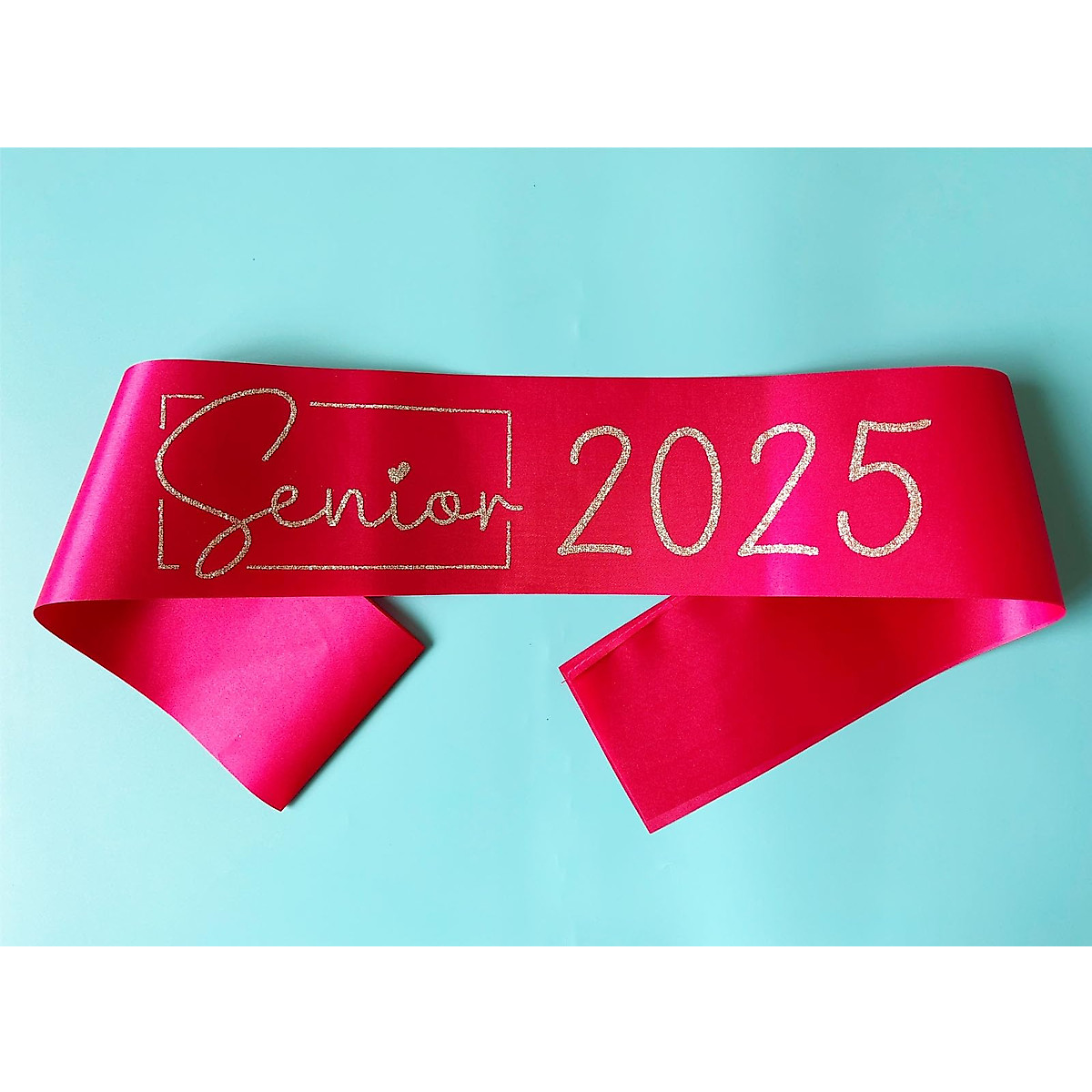 Senior Sash 2025, 8 Pack Silver Glitter Hot Pink Satin Finally Graduated Senior Cheerleader Sashes for Class of 2025 Graduation Party Supplies