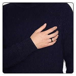 Fusamk Fashion Black Gold Stainless Steel Band Ring(Gold(12))