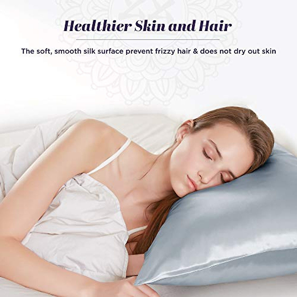 HYDE LANE 16 Momme 100% Pure Mulberry Silk Pillowcase for Hair and Skin with Hidden Zipper, Both Side Grade 6A Silk, Smooth and Soft,Real Silk Pillow Case, 2pcs Queen 20''x30'',Light Blue