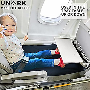 UNARK Airplane Footrest,Travel Toddler Bed,Portable Toddler Bed for Travel,Travel Foot Rest for Airplane Flights,Toddler Airplane Bed,Airplane Seat Extender for Kids(Black)