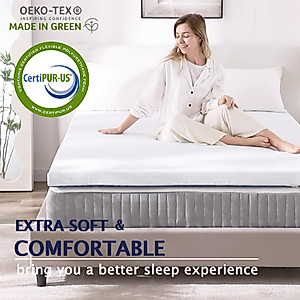 4 Inch Memory Foam Mattress Topper Twin XL for Pressure Relief-Gel Swirl Cooling Foam Mattress Topper with Non-Slip Design and Ventilated Washable Fiber Cover,CertiPUR-US Certified